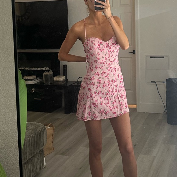 Zara | Dresses | Brand New Zara Pink Floral Mini Dress | Poshmark